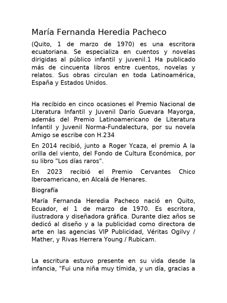 Premios y trayectoria de María Fernanda Heredia | PDF