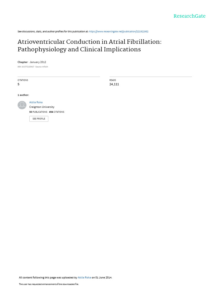 Atrioventricular Conduction in Atrial Fibrillation | PDF | Atrium ...