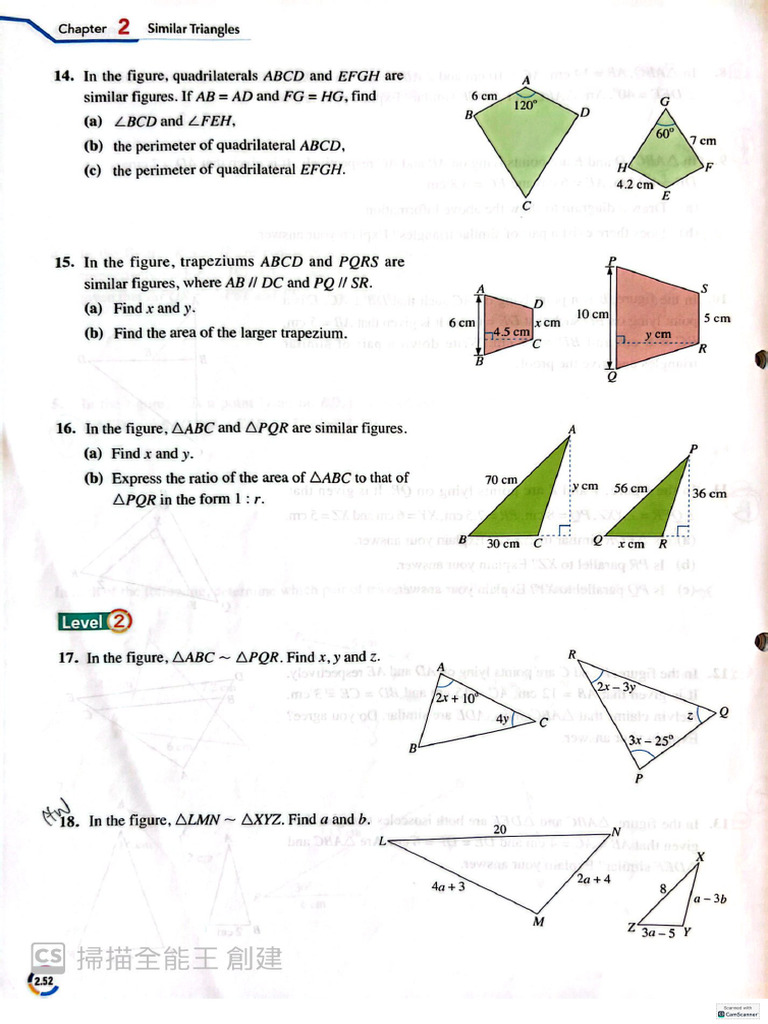S2 Similar Triangle Revision Exercise | PDF