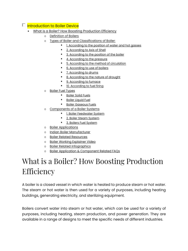 Introduction To Boiler Device | PDF | Boiler | Steam