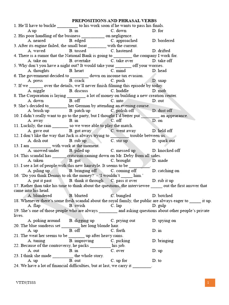 Prepositions - Phrasal Verbs - Idioms - Collocations | PDF