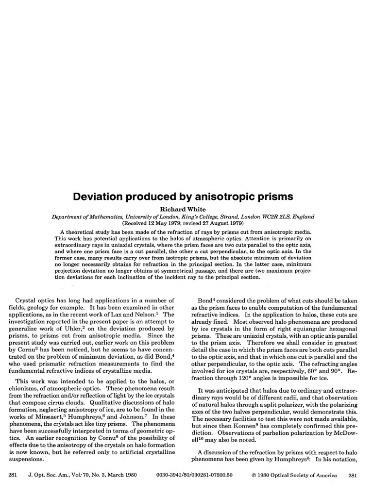 Deviation Produced by Anisotropic Prisms | PDF | Refraction | Refractive Index