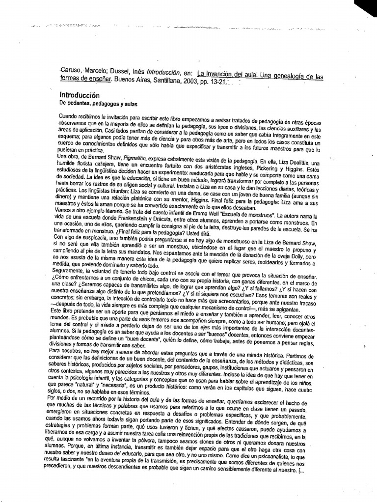 Dussell-La Invención Del Aula | PDF | Pedagogía | Enseñando