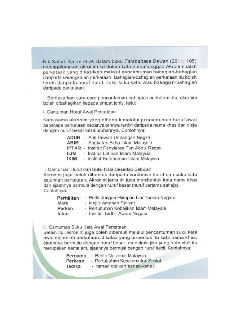 Nota Tatabahasa (Akronim) Tingkatan 2 | PDF