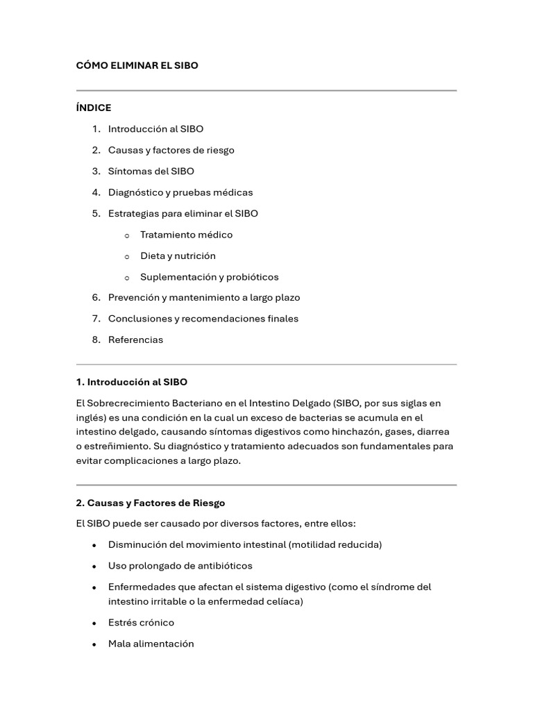 Guía para Tratar el SIBO | PDF | Diarrea | Gastroenterología