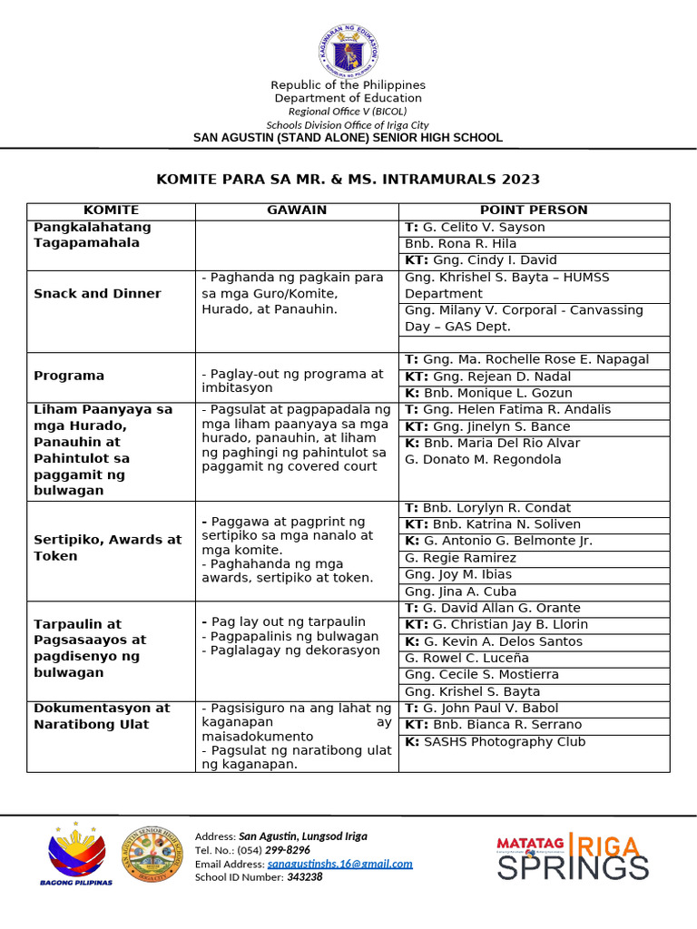 Komite para Sa MR - Ms. Intrams | PDF