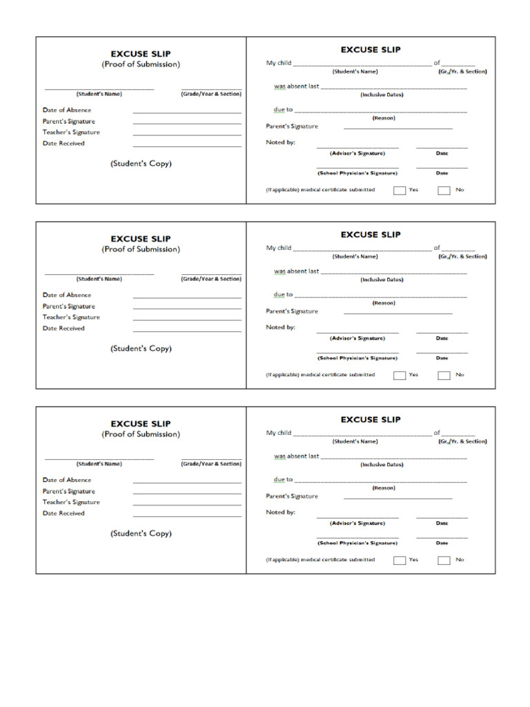 Excuse Slip | PDF