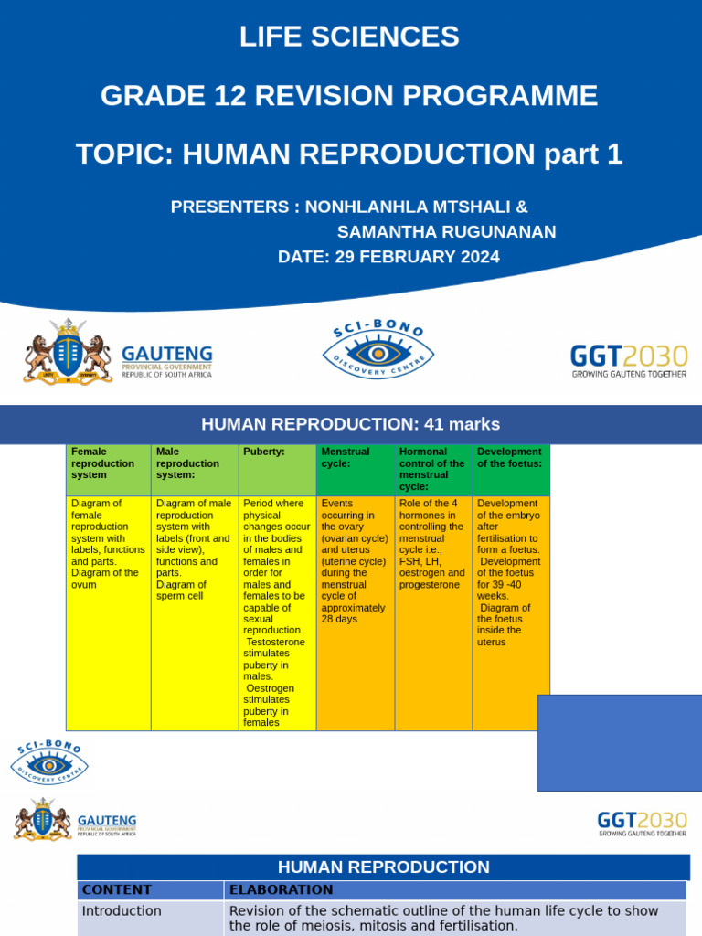 Grade 12 Human Reproduction Guide | PDF | Reproductive System ...