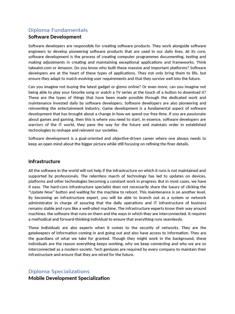 Diploma Fundamentals Specialization Synopsis | PDF | Web Development | Cloud Computing