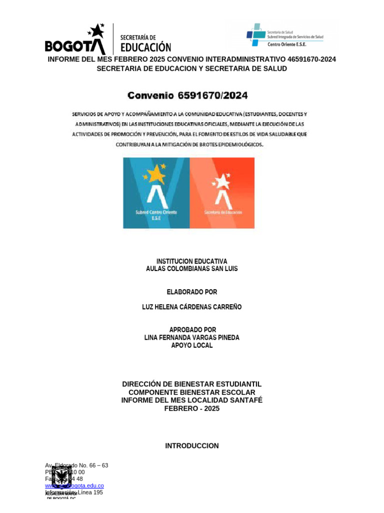 Estructura Informe Mensual Promotores - Febrero | PDF | Dieta saludable
