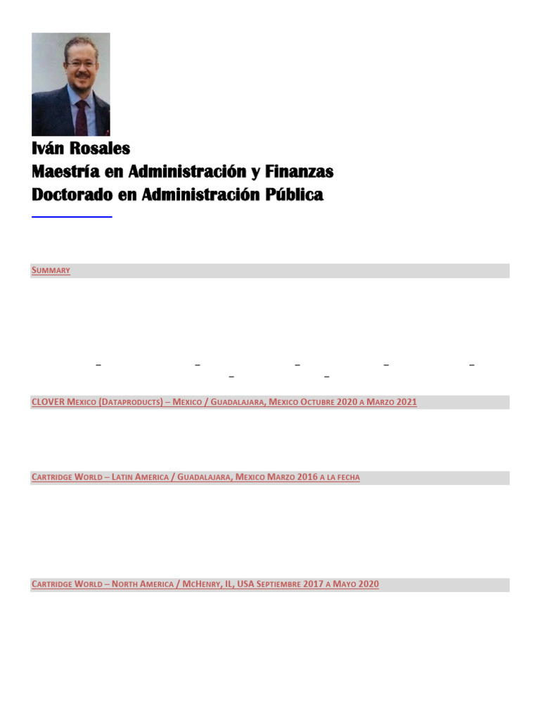 CV ESP Ivan Rosales | PDF | México | Gestión estratégica