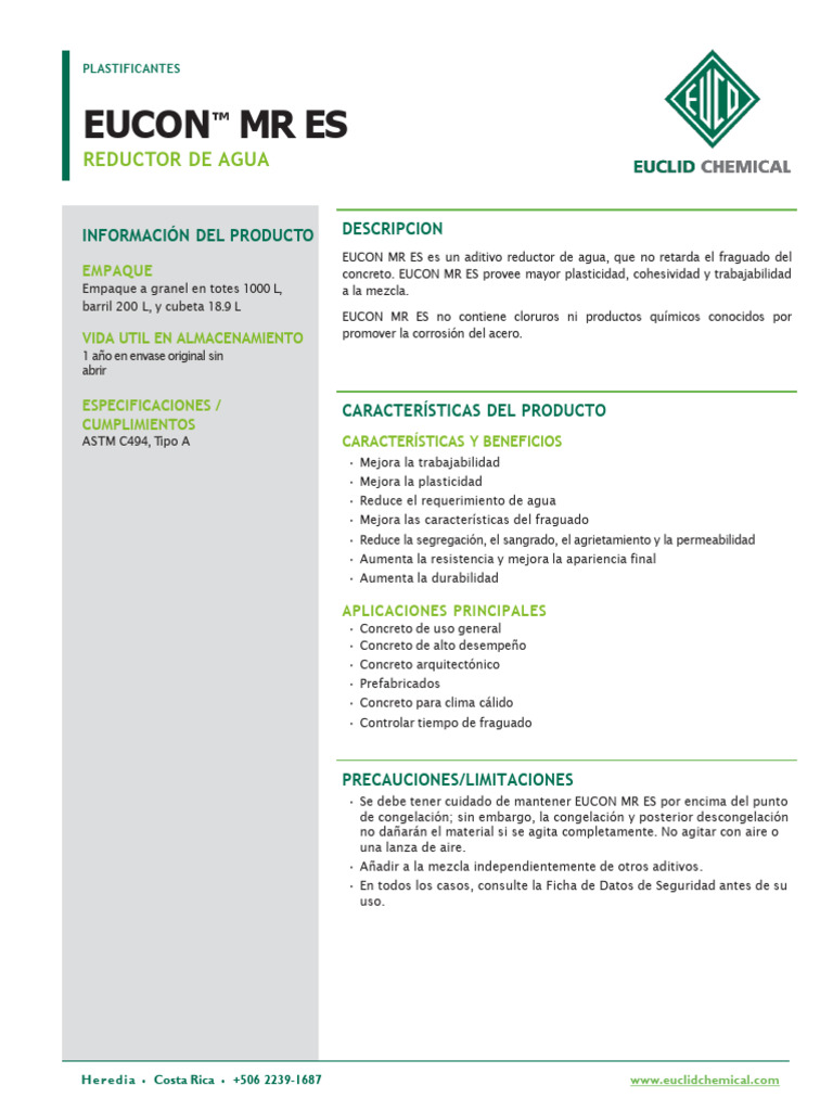Aditivo EUCON MR ES para Concreto | PDF | Hormigón | Materiales