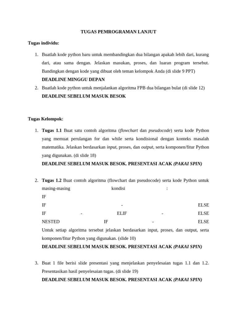 Tugas Pemrograman Lanjut-1 | PDF
