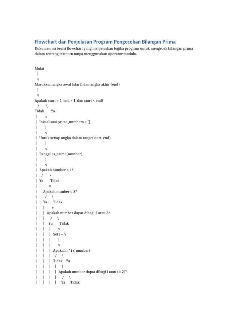 Flowchart Bilangan Prima | PDF