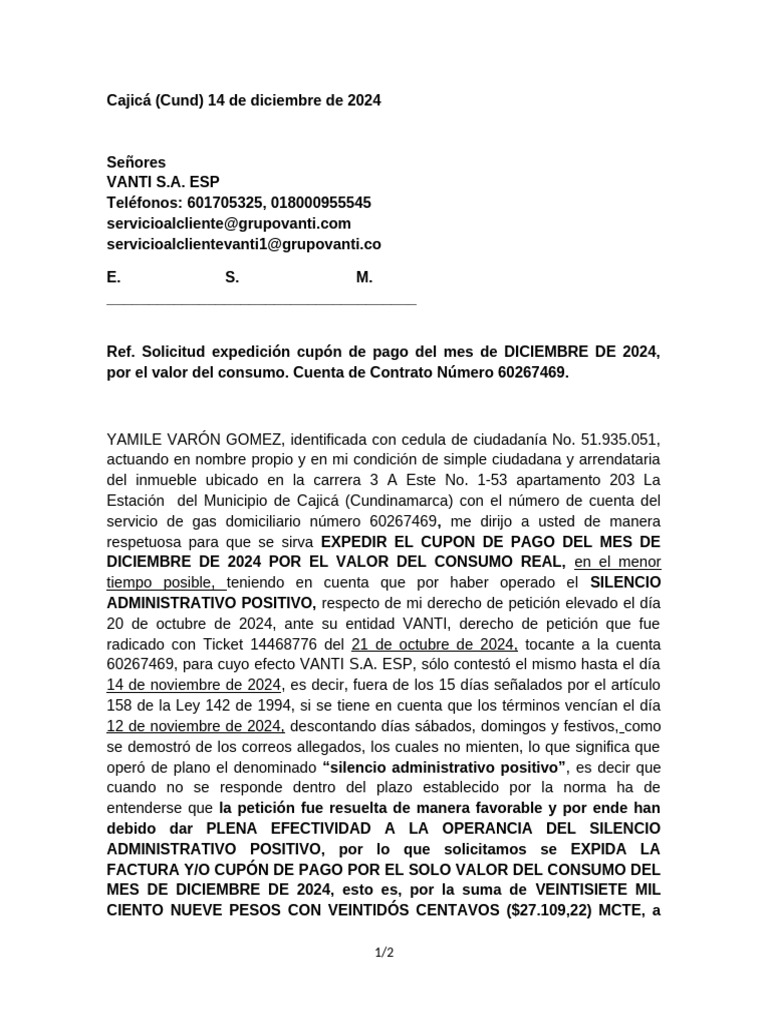 Peticion A VANTI | PDF