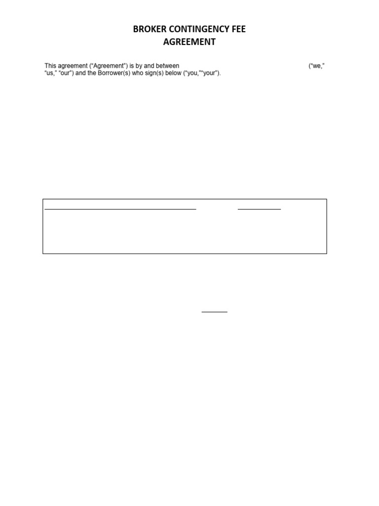 Sample Broker Fee Agreement | PDF | Loans | Fee