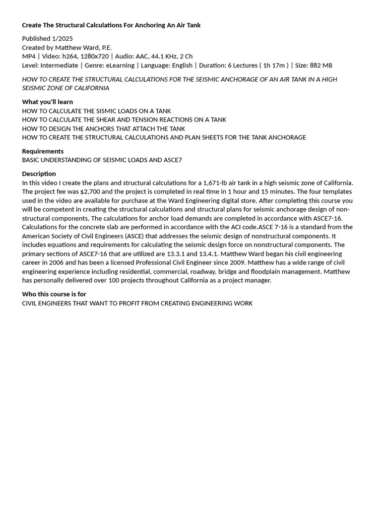 Create_The_Structural_Calculations_For_Anchoring_An_Air_Tank | PDF