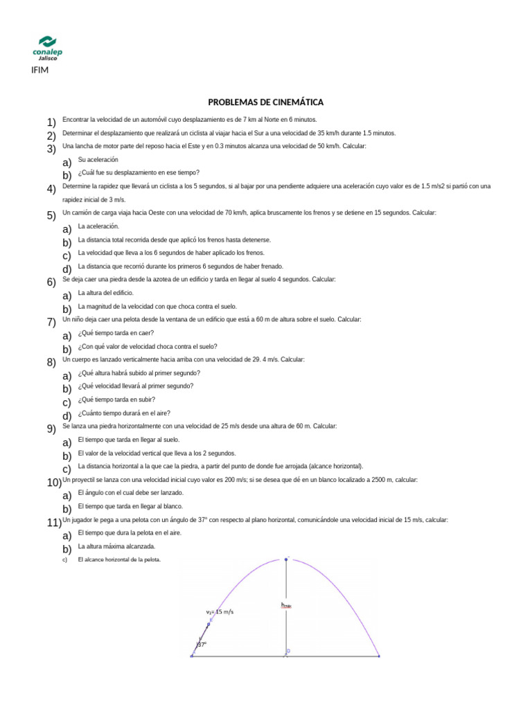 PROBLEMAS CINEMÁTICA_1 | PDF | Velocidad | Cinemática