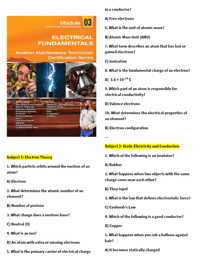Electrical Fundamentals MCQS | PDF | Inductor | Electric Motor