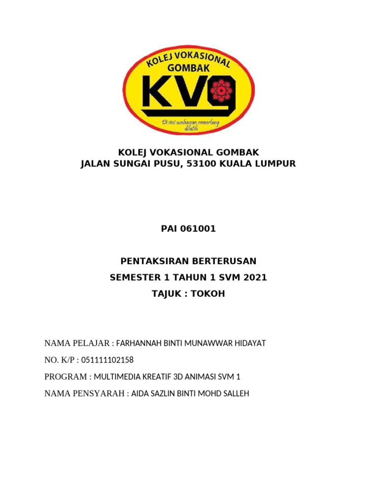 PB Folio Pendidikan Islam SVM 1 | PDF