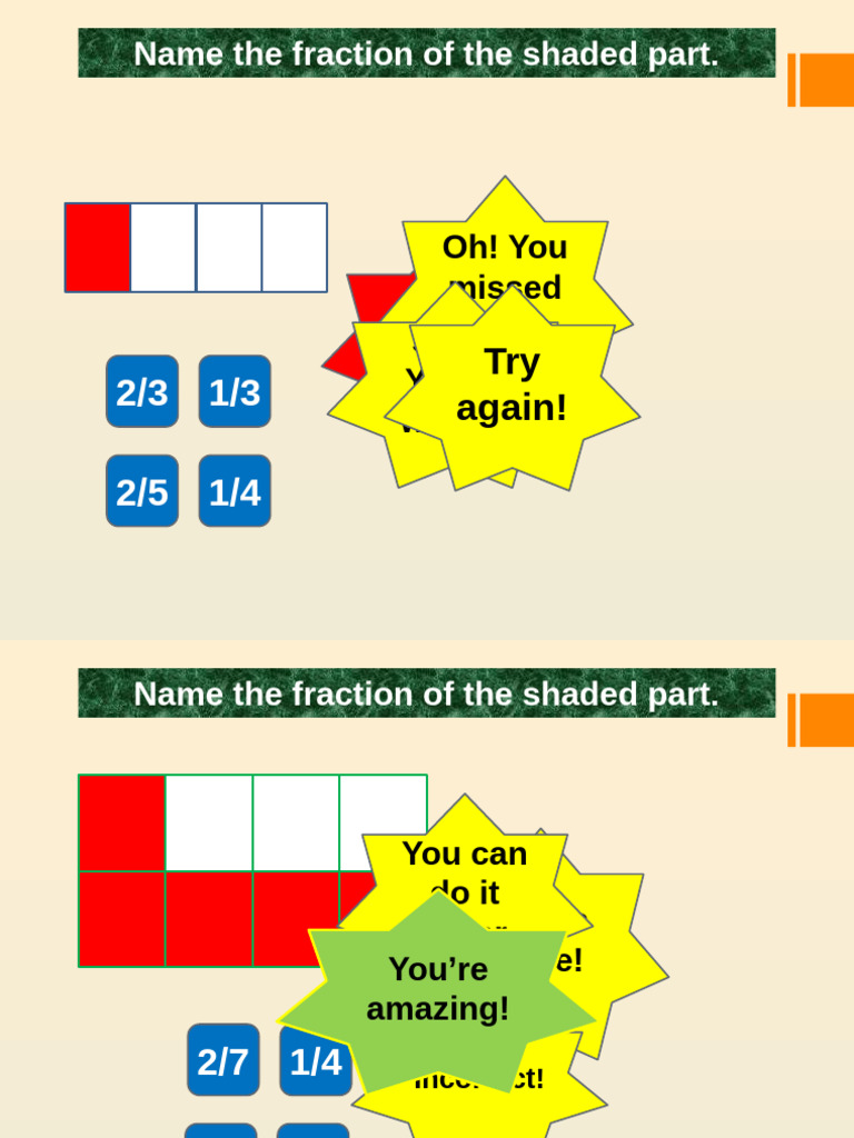 Identify Shaded Fractions Quiz | PDF
