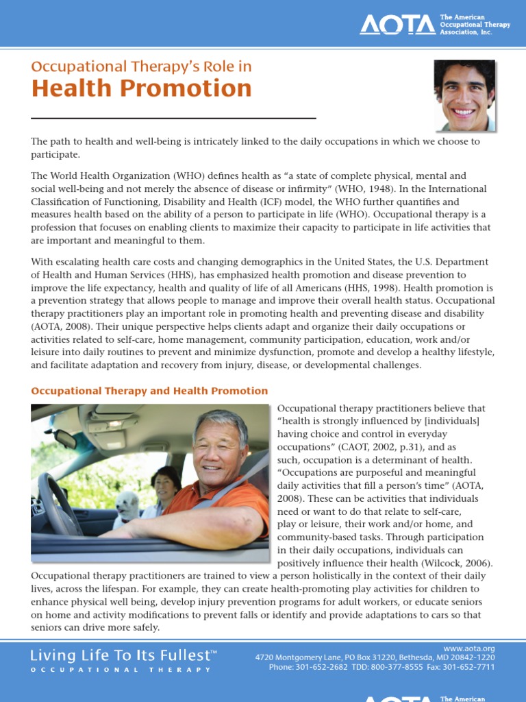 Occupational Therapy's Role in Health Promotion | PDF | Occupational ...