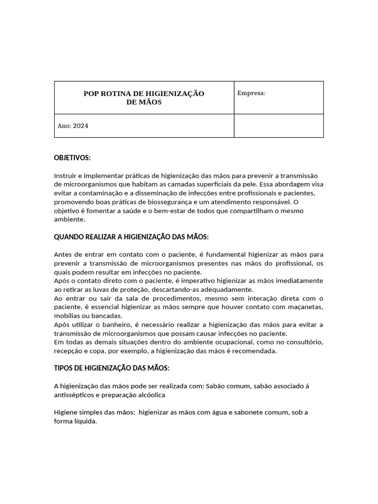 7+ROTINA+BIOSSEGURAN-C7A+higieniza-E7-E3o+das+m-E3os++docx | PDF | Infecção