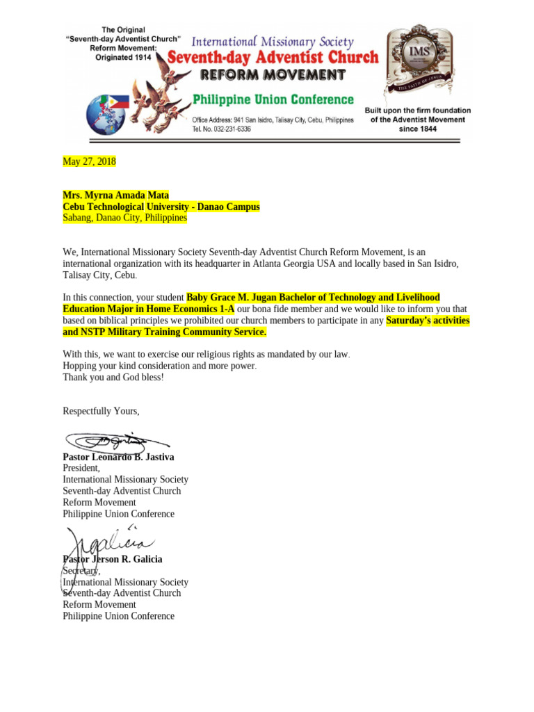 Excuse Letter | PDF