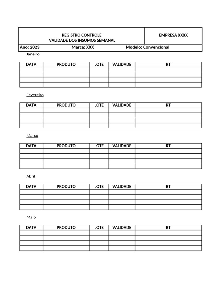 Controle de Validade de Insumos - MG | PDF