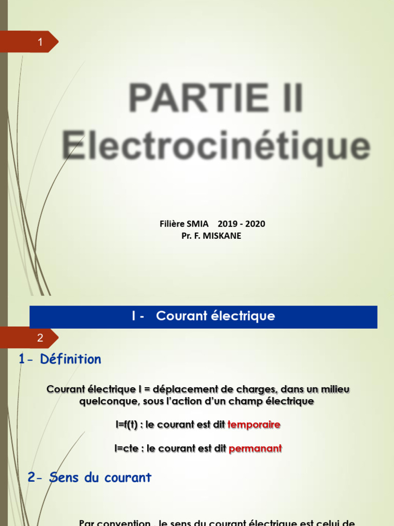 Introduction à l'électrocinétique | PDF | Courant électrique | Électricité