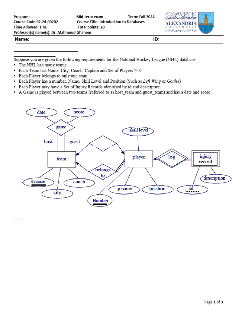 Model Answer FCDS - DB-Mid-term Exam | PDF | Relational Database | Information Science