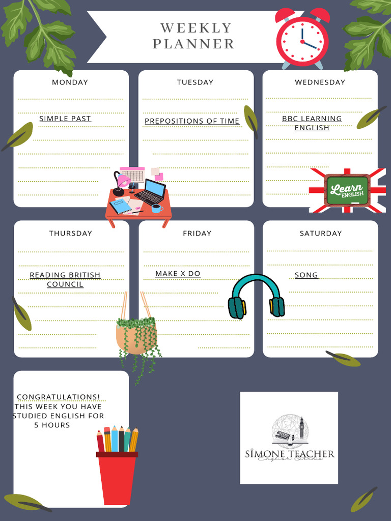 Weekly Planner: Monday Tuesday Wednesday | PDF