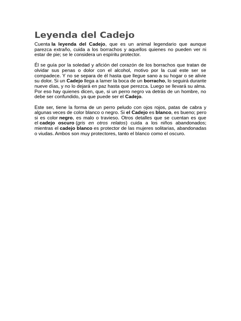 Leyenda Del Cadejo | PDF