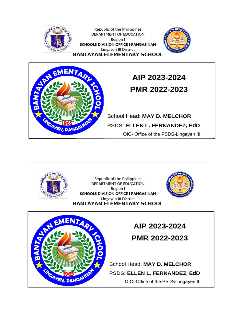 Bantayan Elementary School AIP & PMR 2023-2024 | PDF