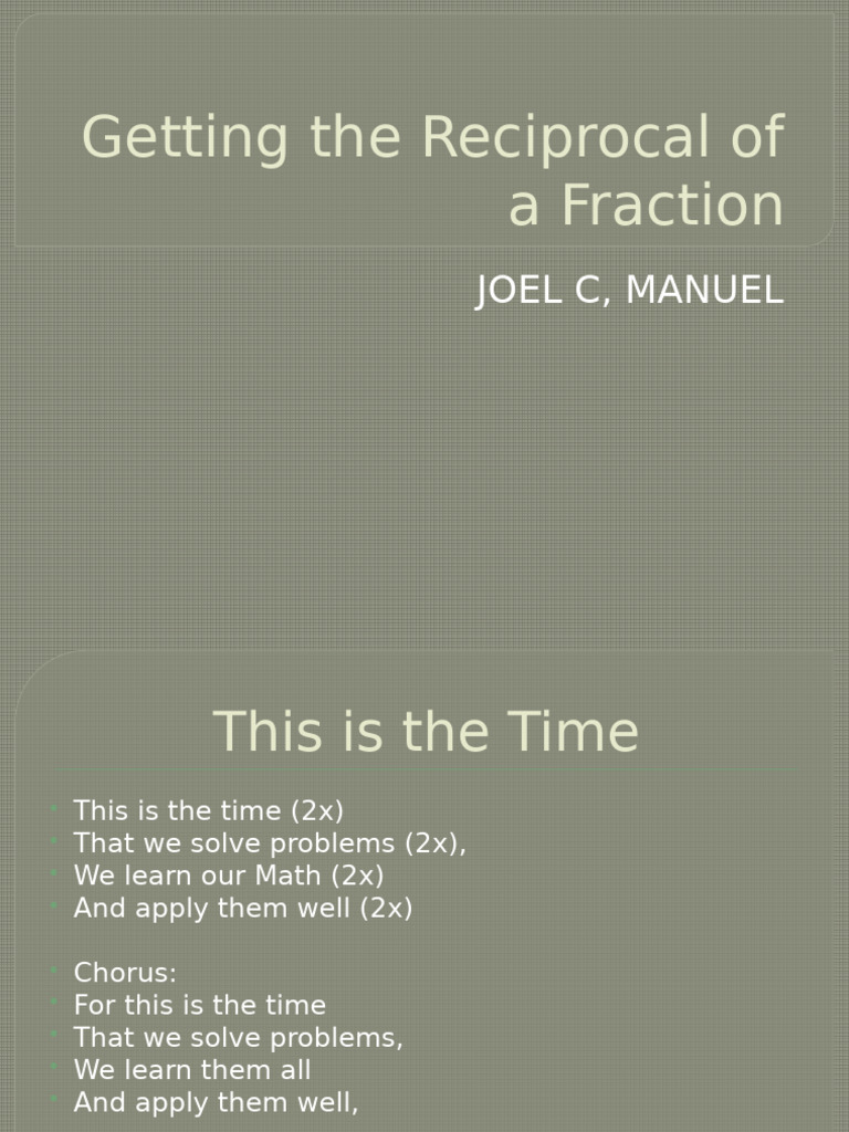Getting The Reciprocal of A Fraction - WEEK 8 DAY4 | PDF | Mathematical ...