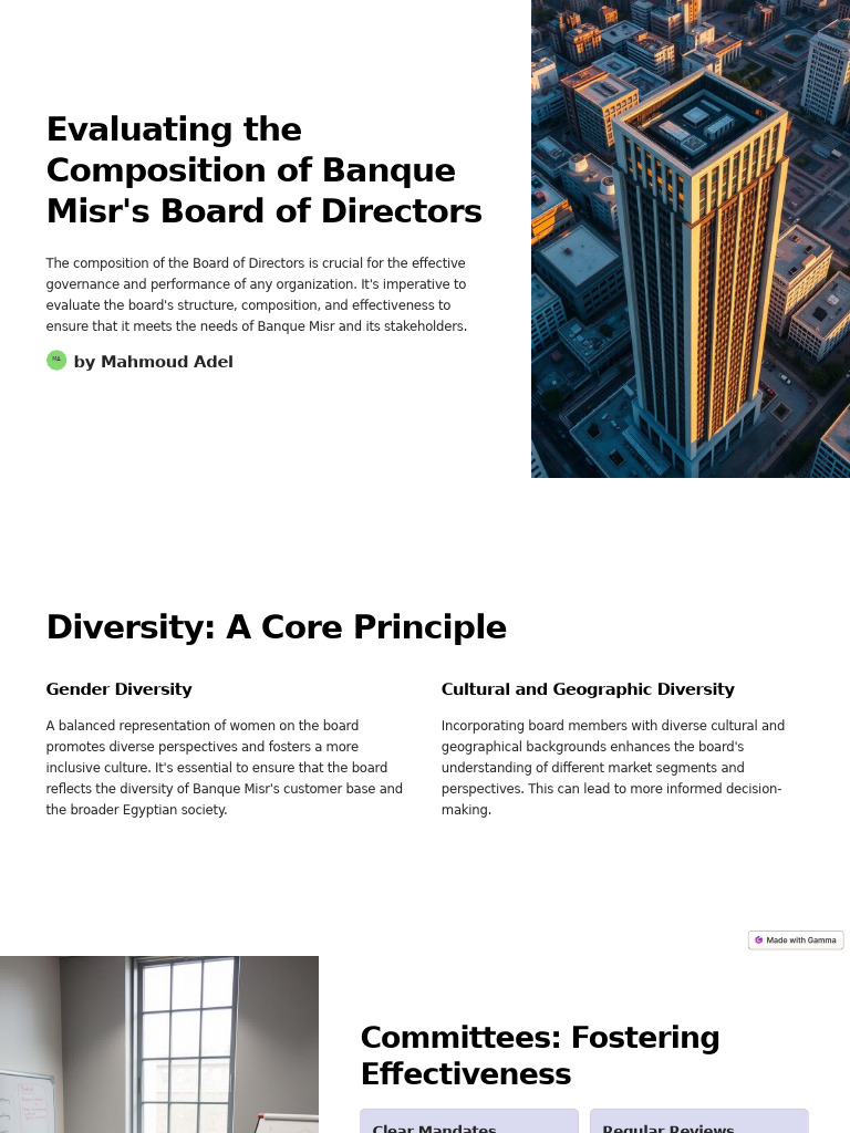 Evaluating The Composition of Banque Misrs Board of Directors | PDF ...