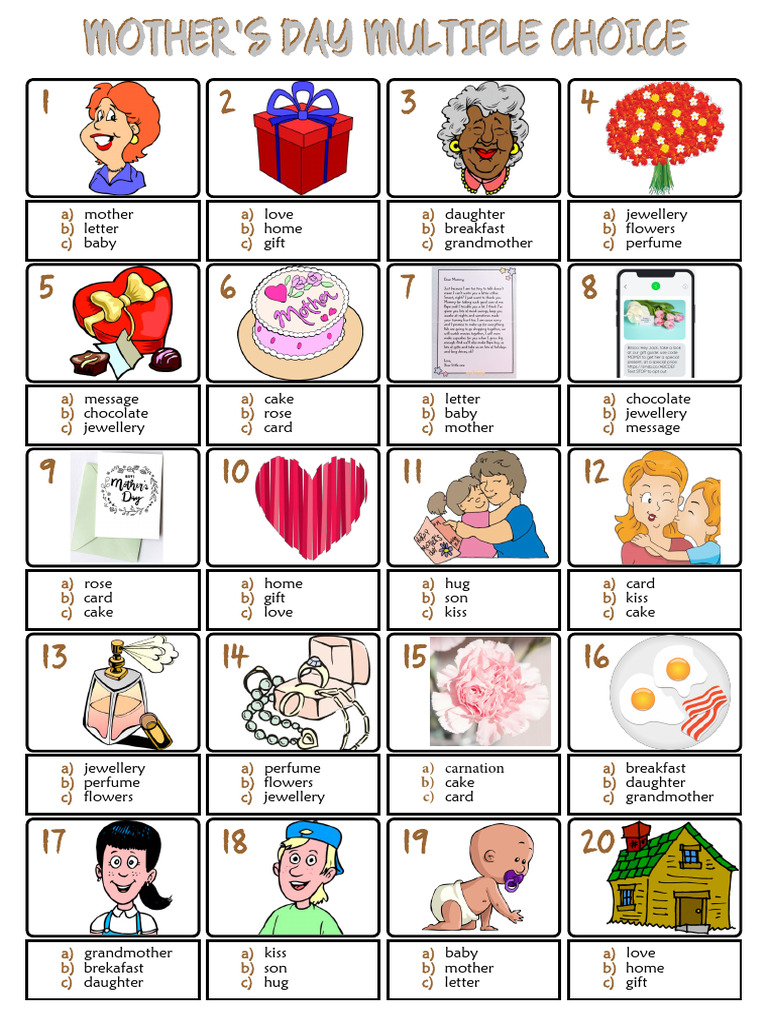 Mother's Day Quiz Worksheet | PDF