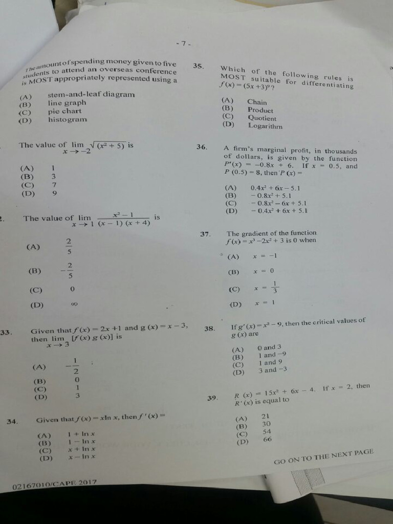 Integrated Maths 2017 P1 | PDF