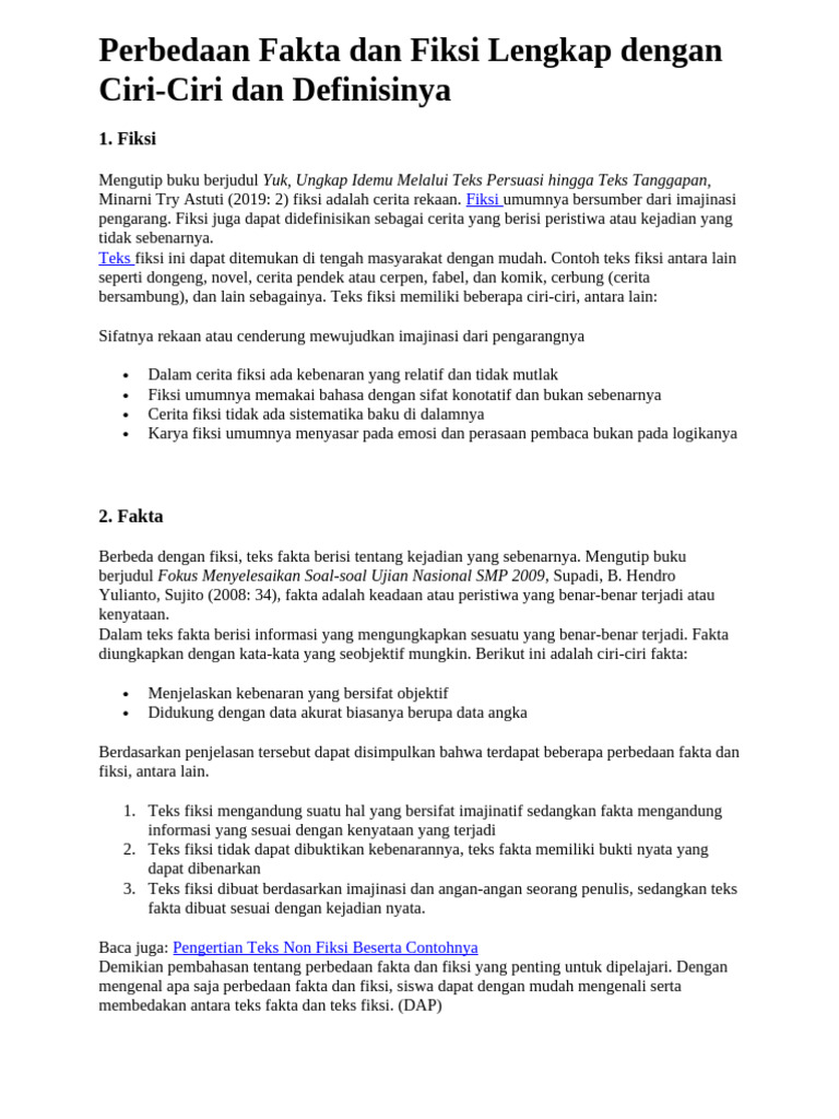 Cerita Fiksi Dan Fakta | PDF