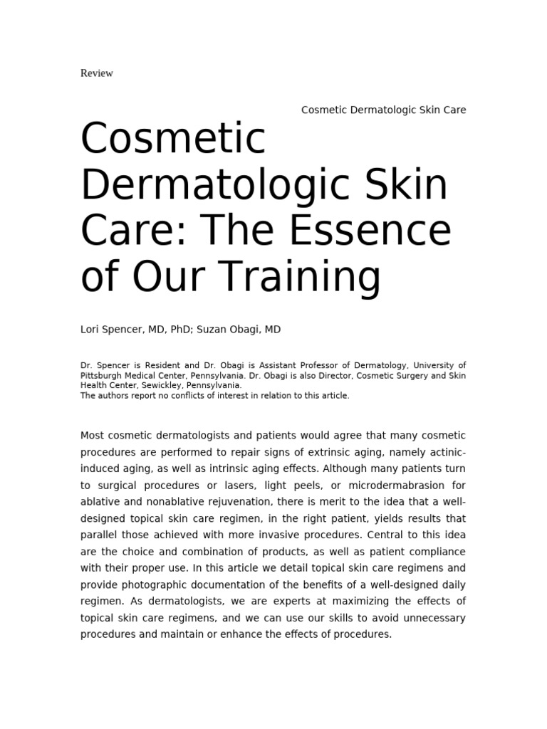 Cosm Derm Topical Skin Care Article Galley Complete | PDF | Ultraviolet ...