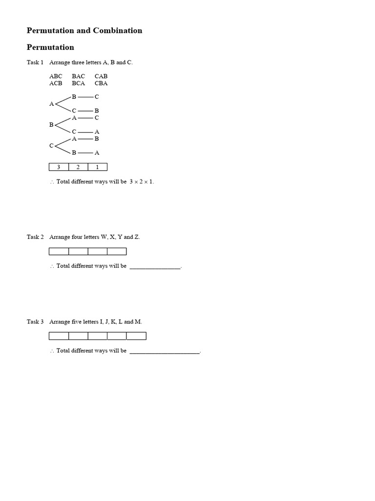 Permutation and Combination Explained | PDF | Number Theory | Mathematical Relations