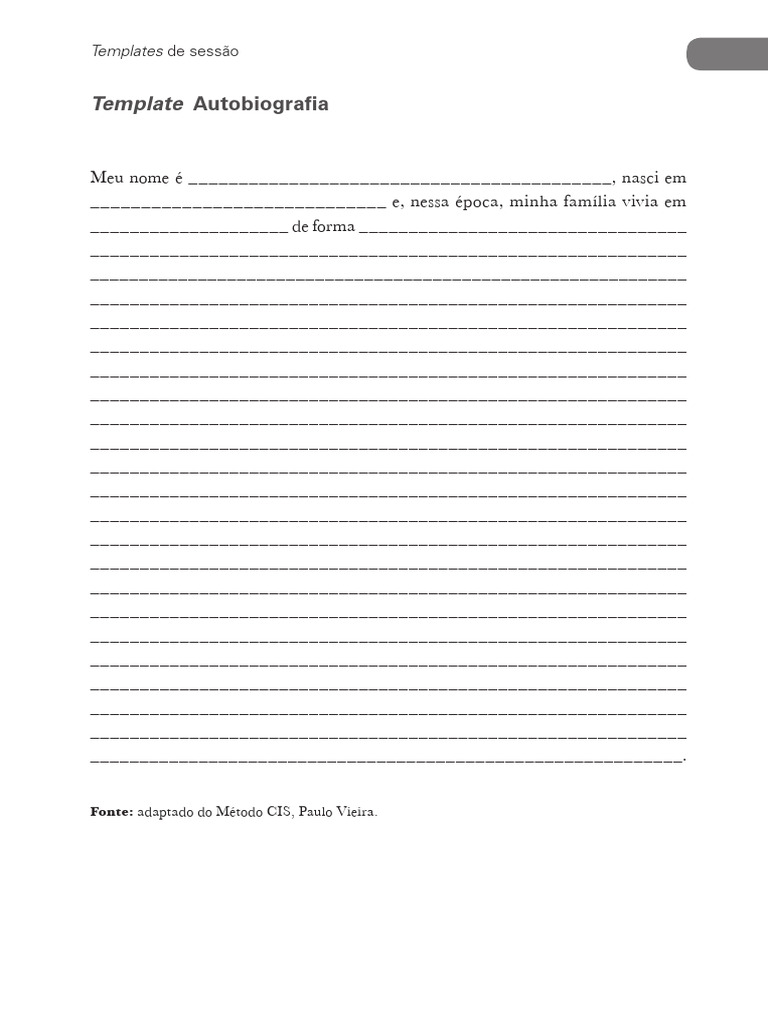 Template de Autobiografia para Preenchimento | PDF