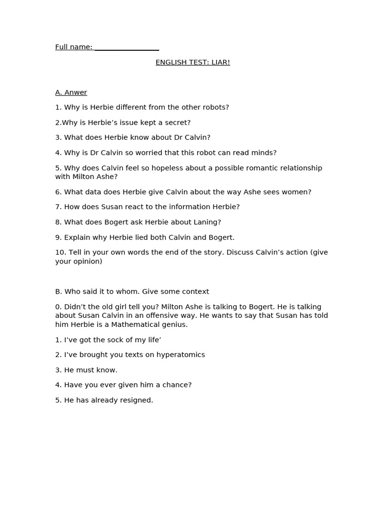 English Test: Analyzing Herbie's Secrets | PDF