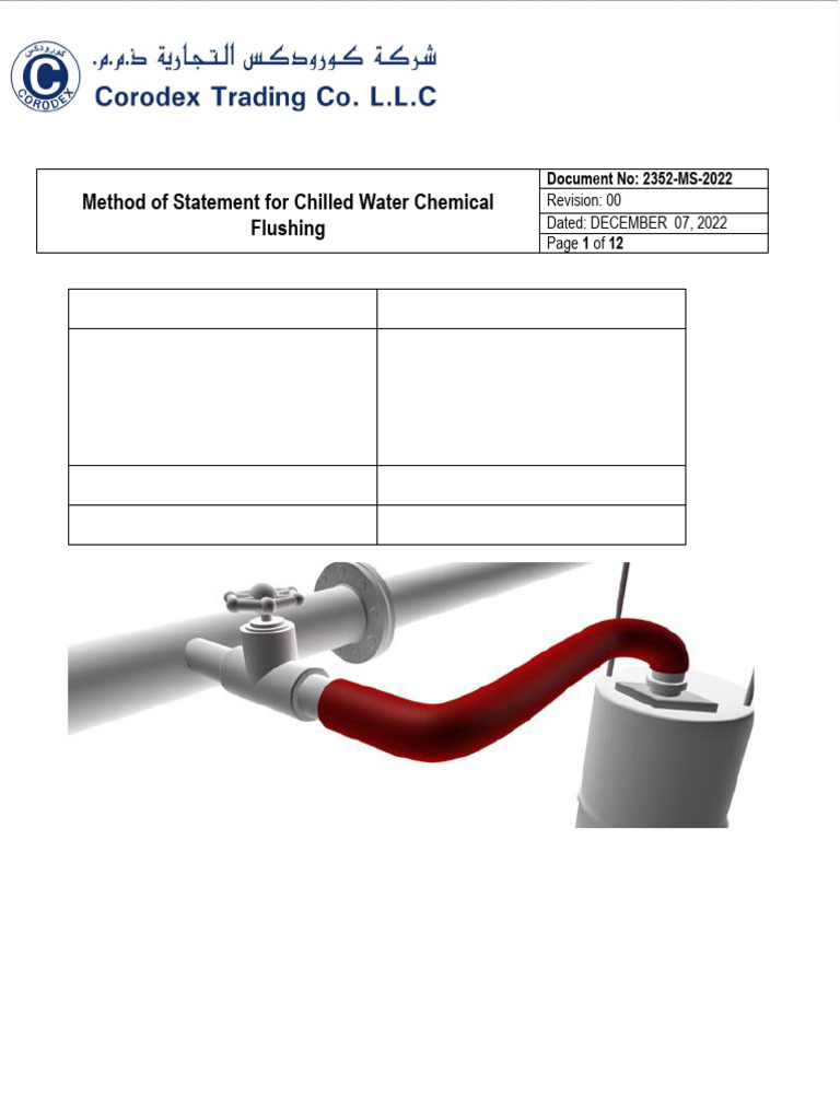 Method Of Statement Chw Flushing Pdf Water Pump