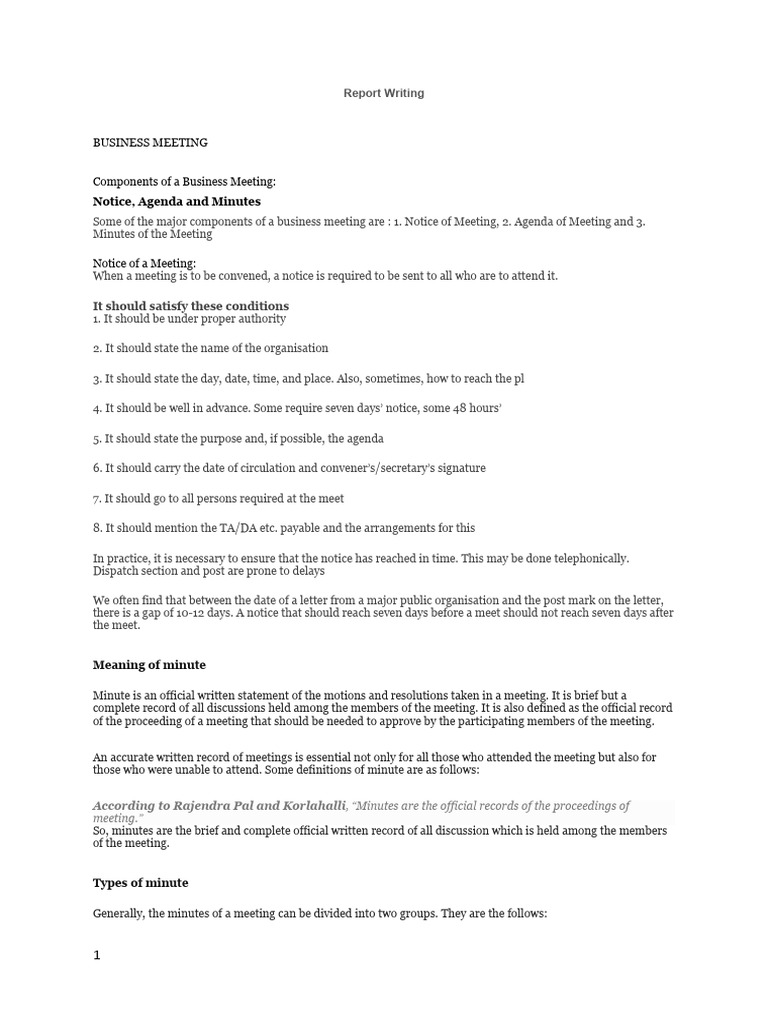 Business meeting_Agenda and minutes | PDF | Agenda (Meeting) | Plural