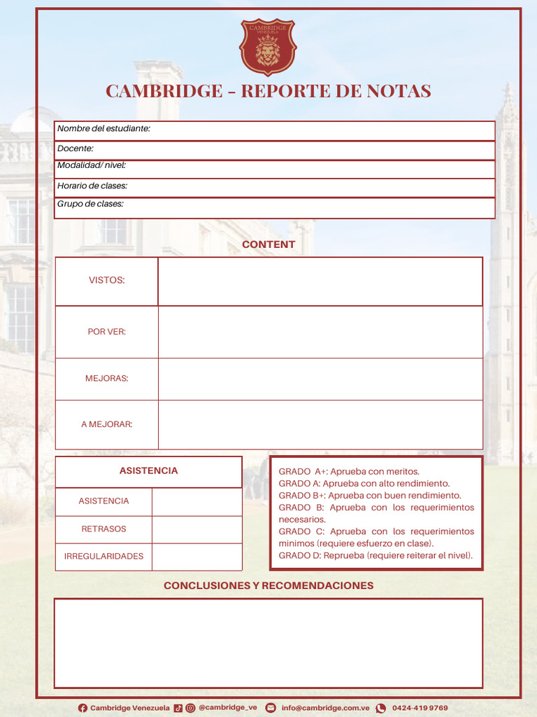Informe de Notas y Recomendaciones | PDF