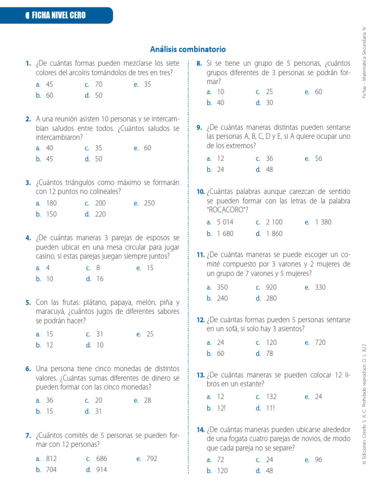 F0 Analisis Combinatorio | PDF