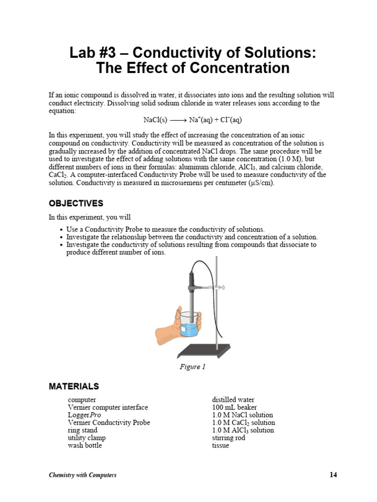 Lab 3 - Conductivity of Solutions | PDF | Chloride | Sodium Chloride