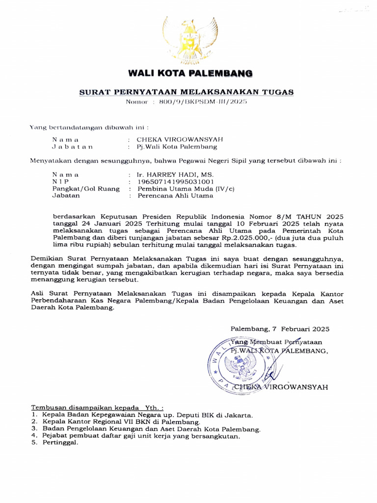 Surat Tugas TTD PJ CK | PDF