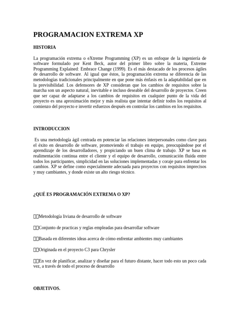 Programacion Extrema XP | PDF | Software | Informática